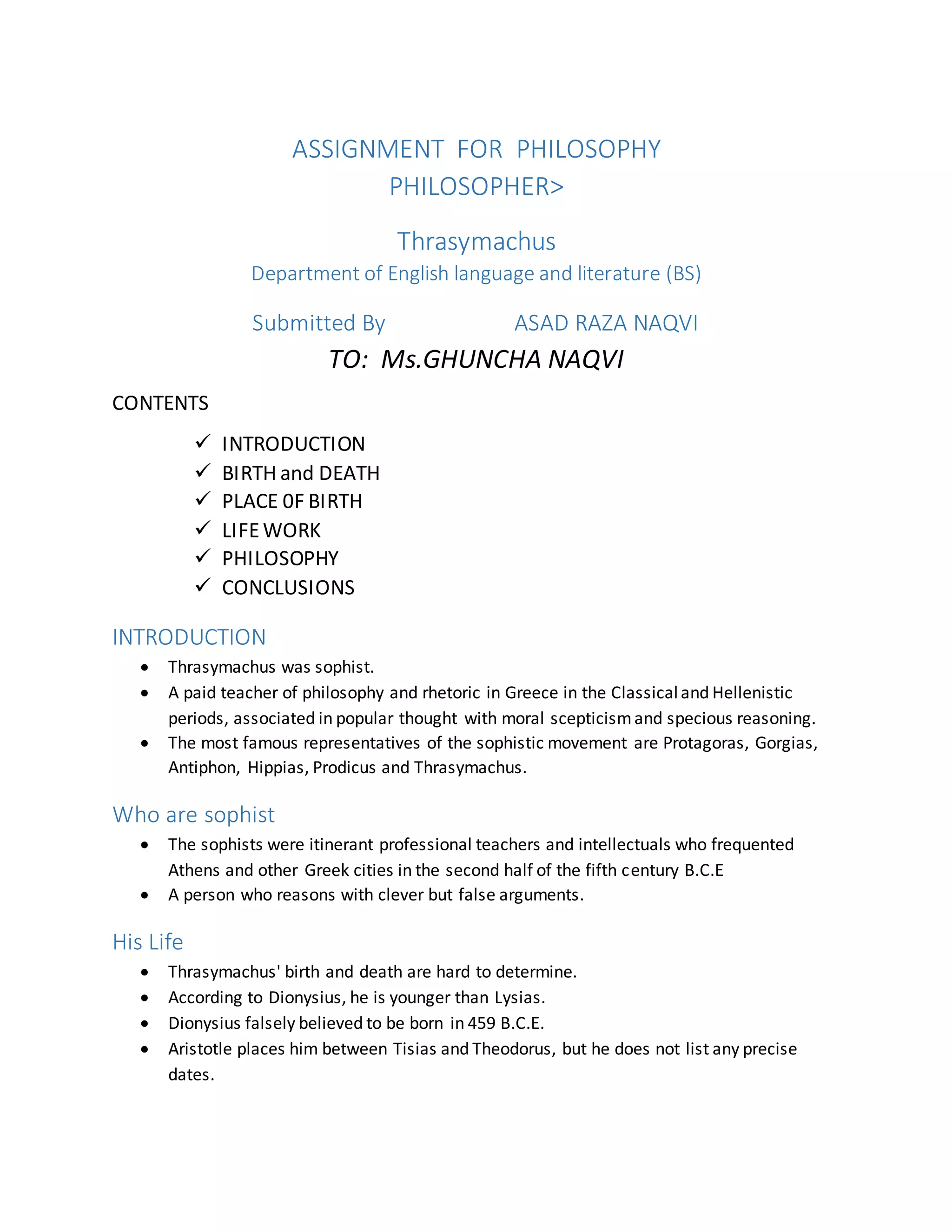 Assignment for philosophy | DOCX