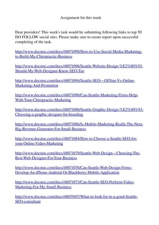 Assignment for this week | PDF