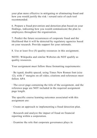 Assignment_Fraud Prevention and Detection PlanDue February 22, 2.docx