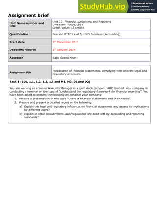 Assignment Front Sheet Qualification Unit Number And Title | PDF