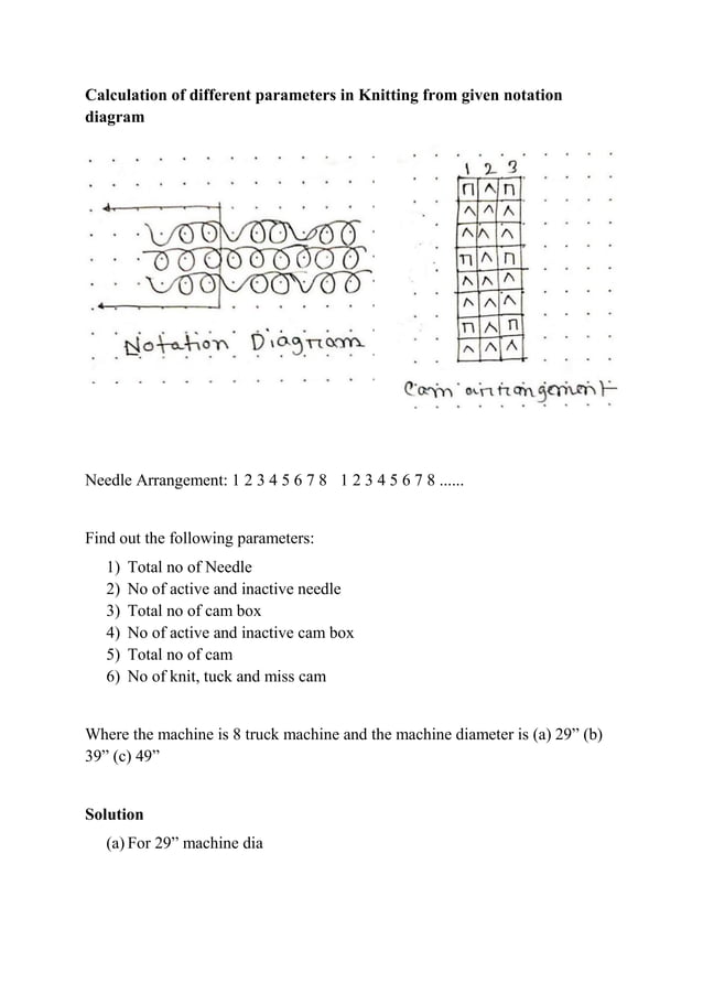 Calculation of different parameters from notation diagram in weft knitting | PDF