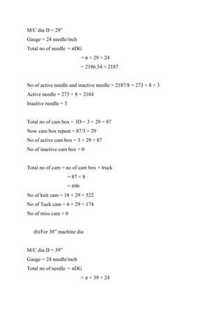 Calculation of different parameters from notation diagram in weft ...