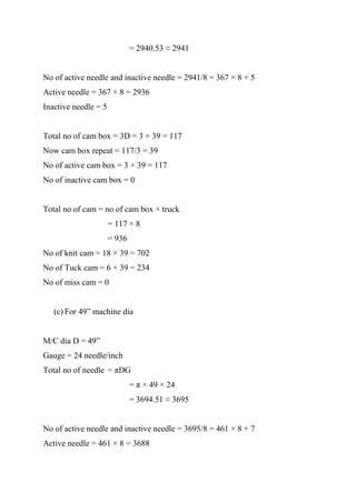 Calculation of different parameters from notation diagram in weft ...