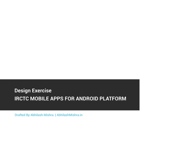 Design Assignment ( Recreation of IRCTC Booking System in Andriod ...