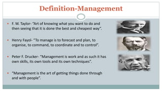 MANAGEMENT : INTRODUCTION & DEFINITION ,MANAGERIAL ROLES | PPT