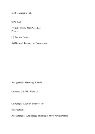 Assignment Grading Rubric Course GB590 Unit 6 .docx
