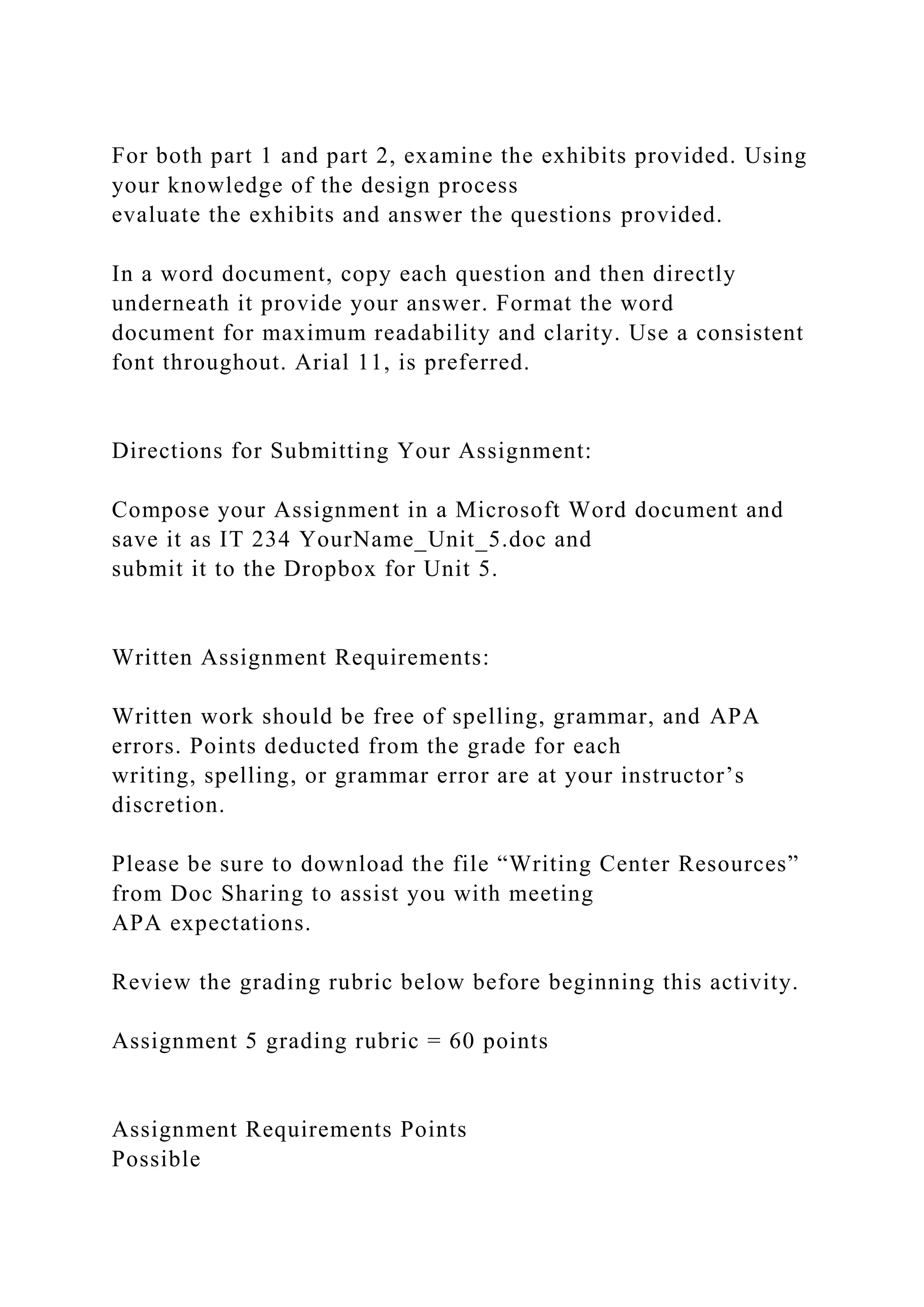 Assignment Grading Rubric Course IT234 Unit 5 Poin.docx | Databases | Computer Software and ...