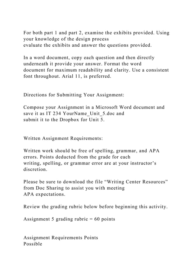 Assignment Grading Rubric Course IT234 Unit 5 Poin.docx