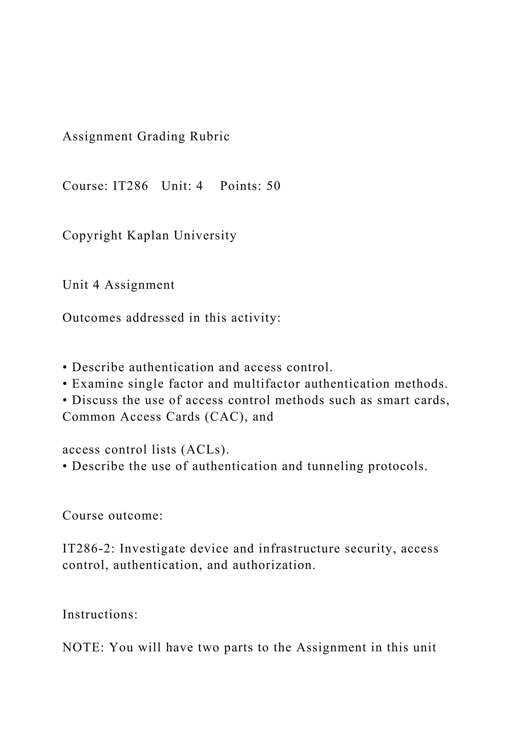Assignment Grading Rubric Course IT286 Unit 4 Po.docx