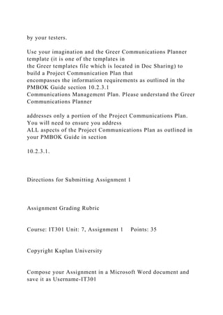 Assignment Grading Rubric Course IT301 Unit 7, Assign.docx