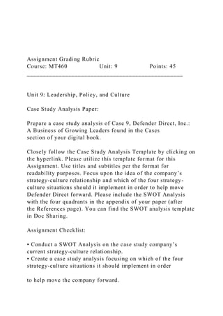 Assignment Grading Rubric Course MT460 Uni.docx