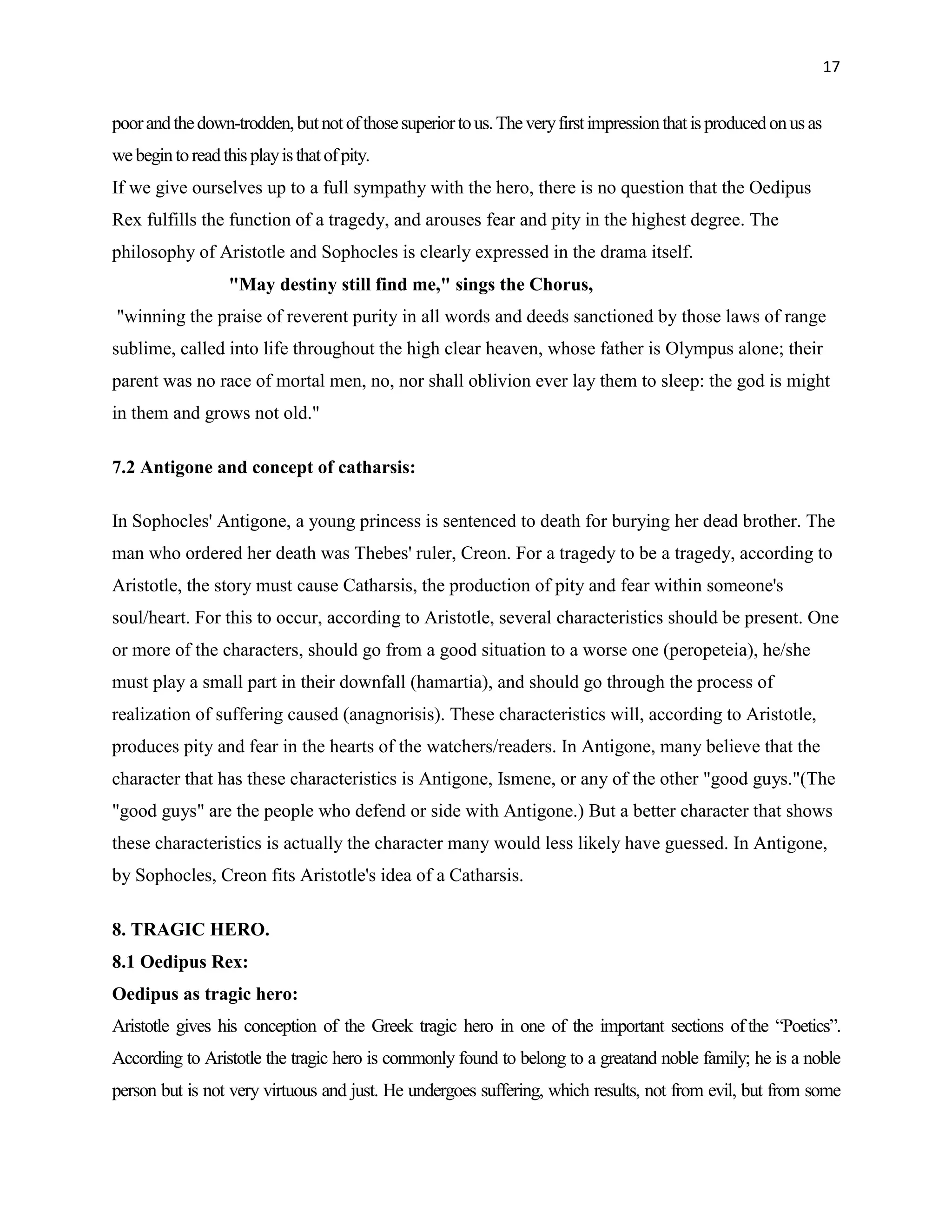 analysis of antigone and oedipus rex with respect to poetics | DOCX