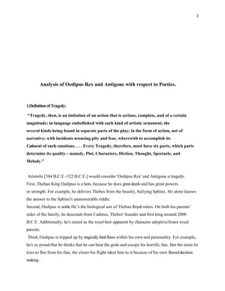 analysis of antigone and oedipus rex with respect to poetics | PDF