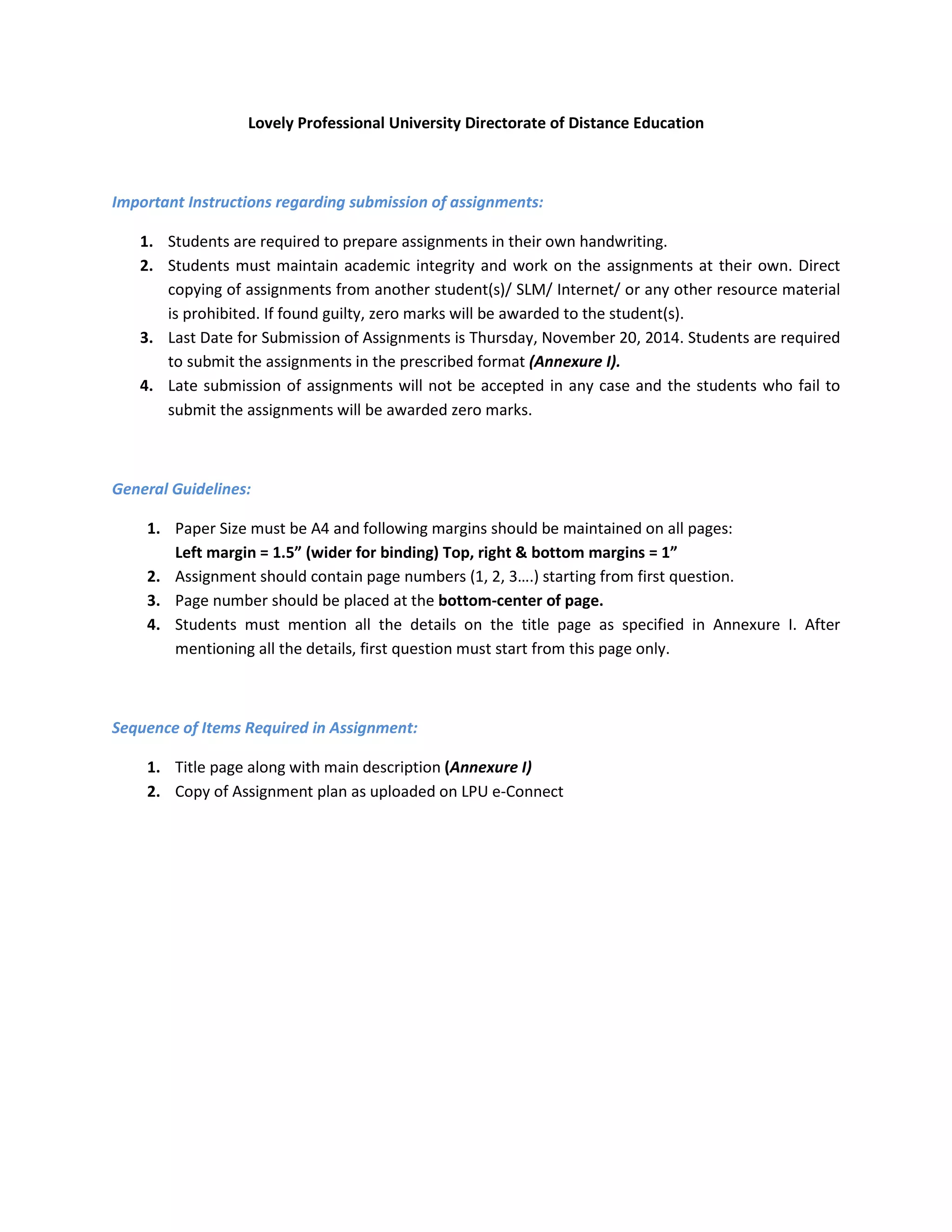 Assignment guidelines for students 20.8.2014 | PDF