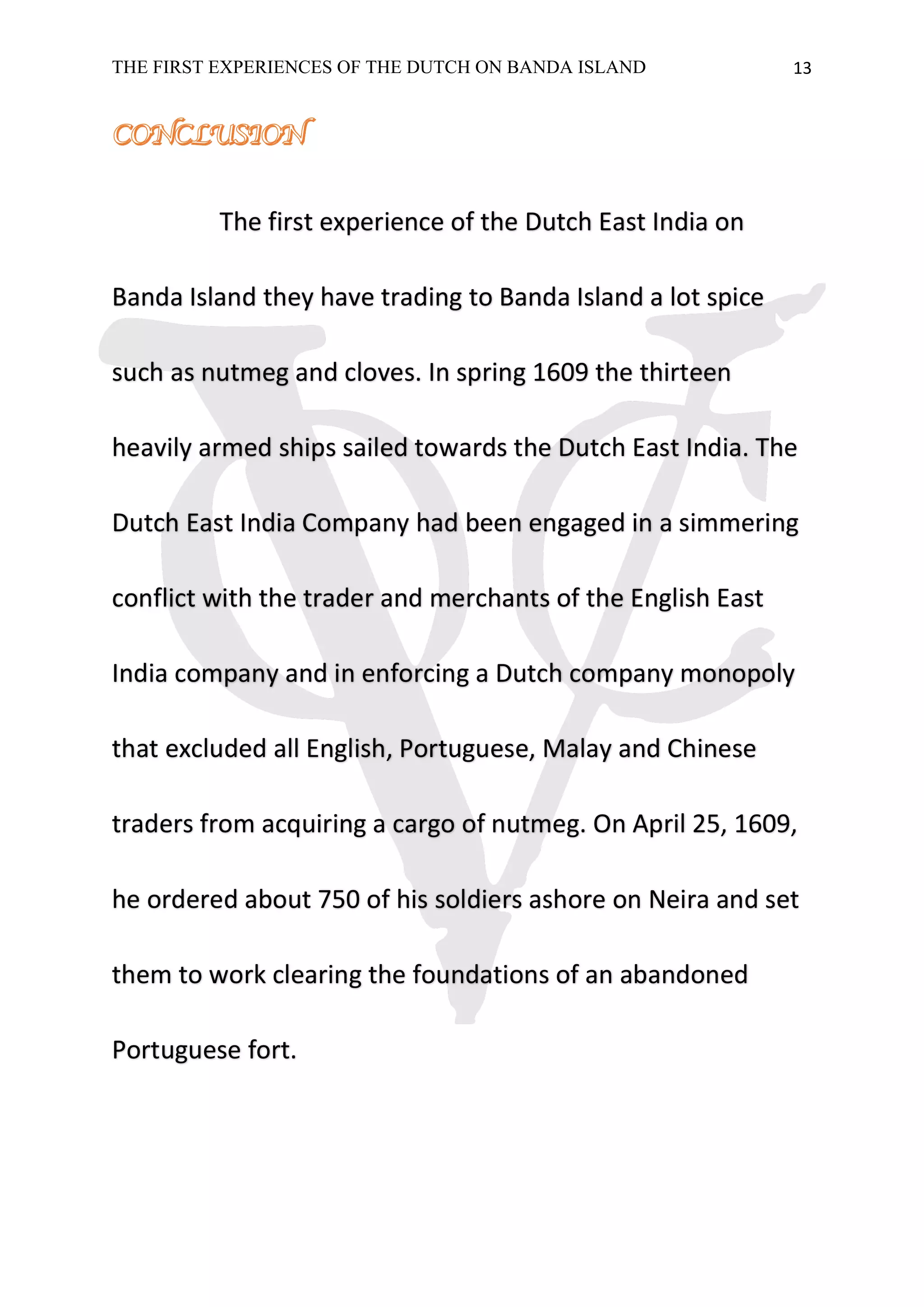 History about the Dutch East India on the Banda Island | PDF
