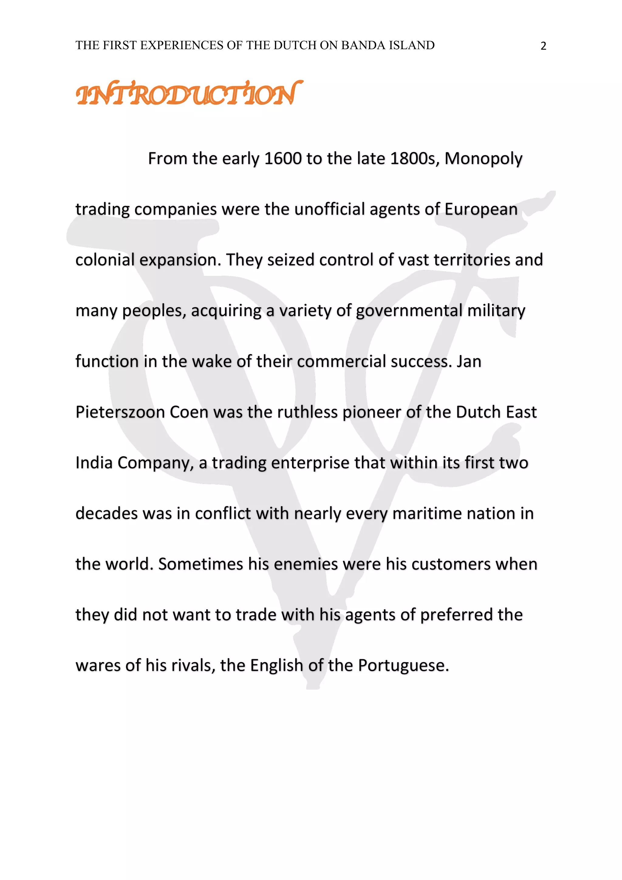 History about the Dutch East India on the Banda Island | PDF