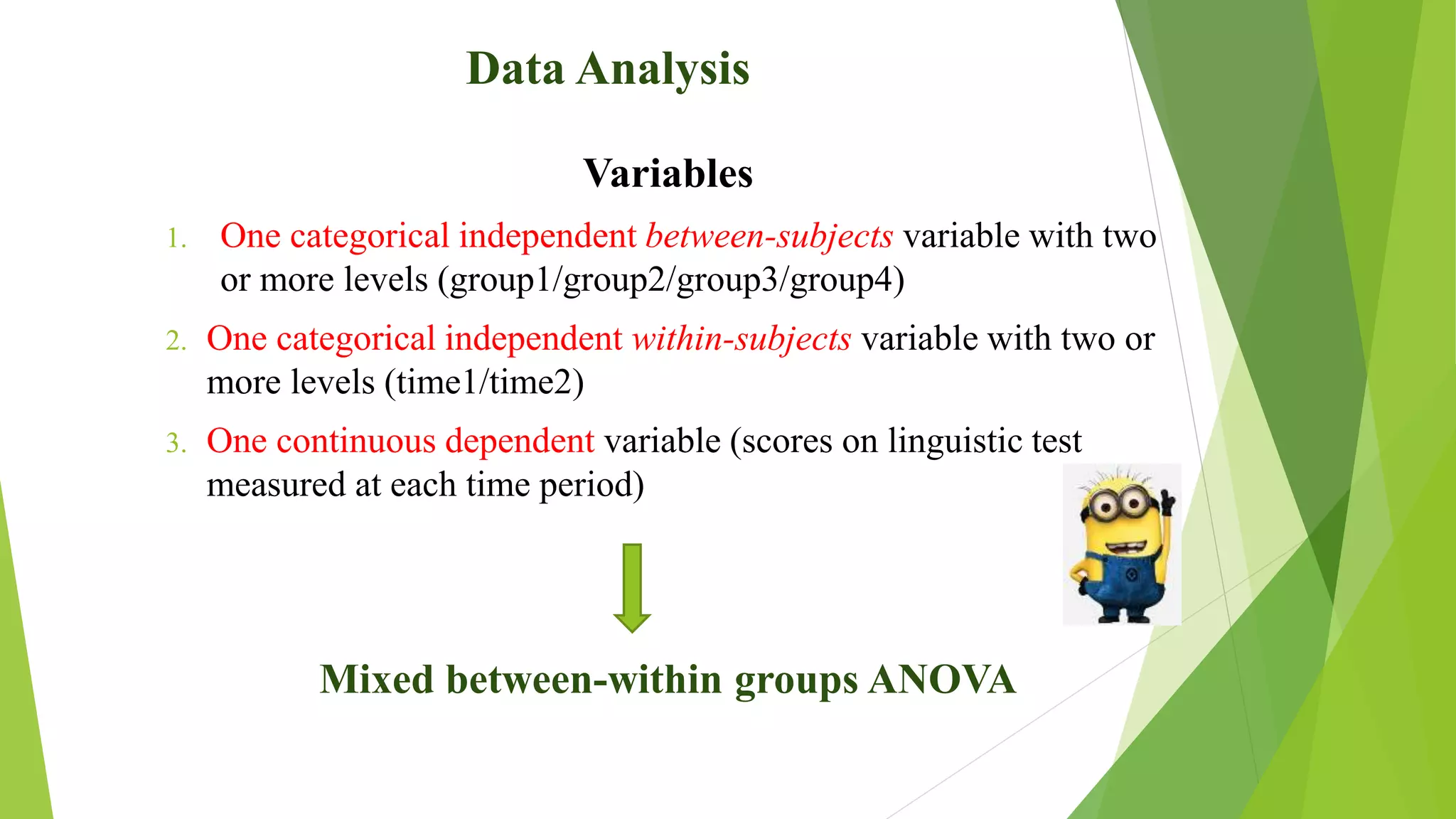 Mixed between-within groups ANOVA | PPT