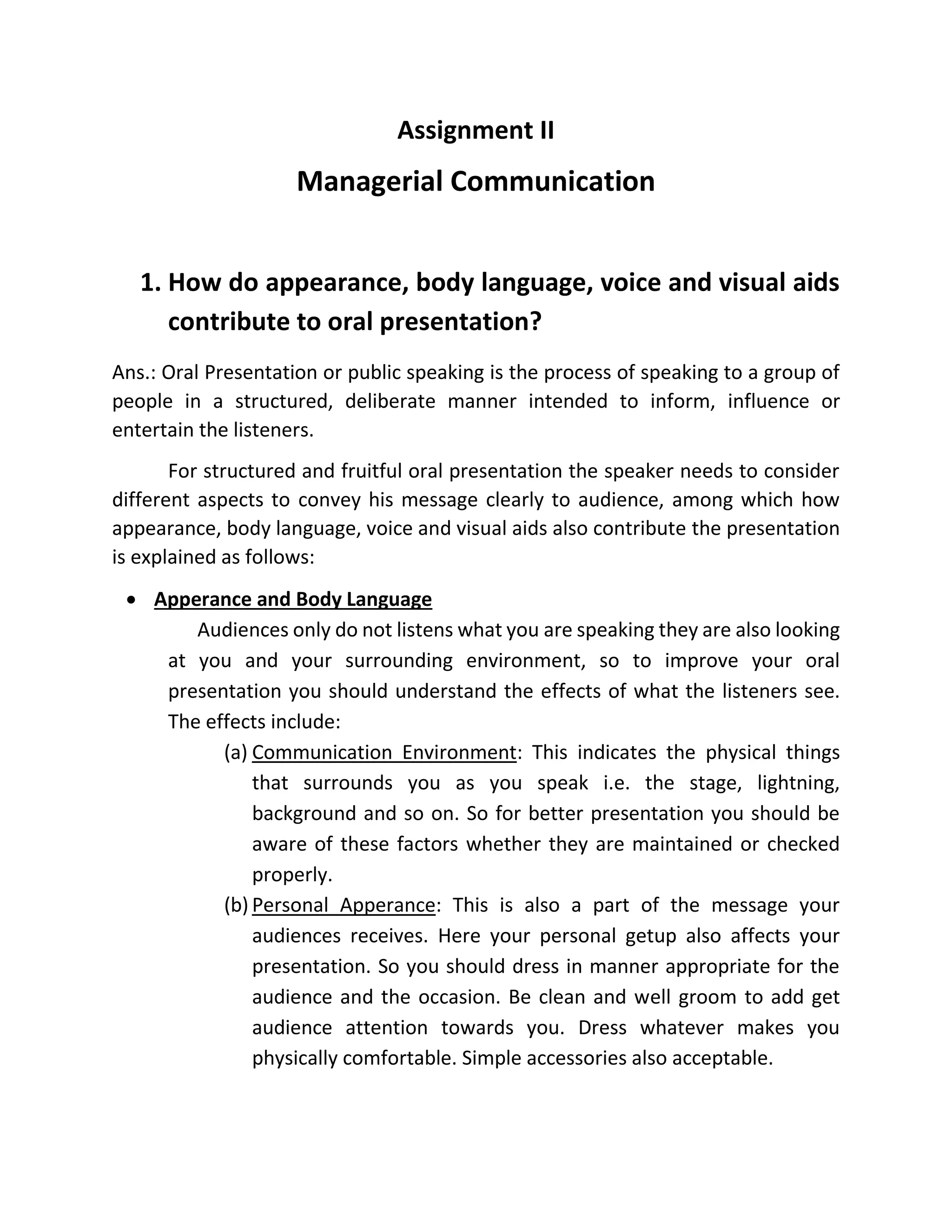 Assignment on Managerial Communication | PDF