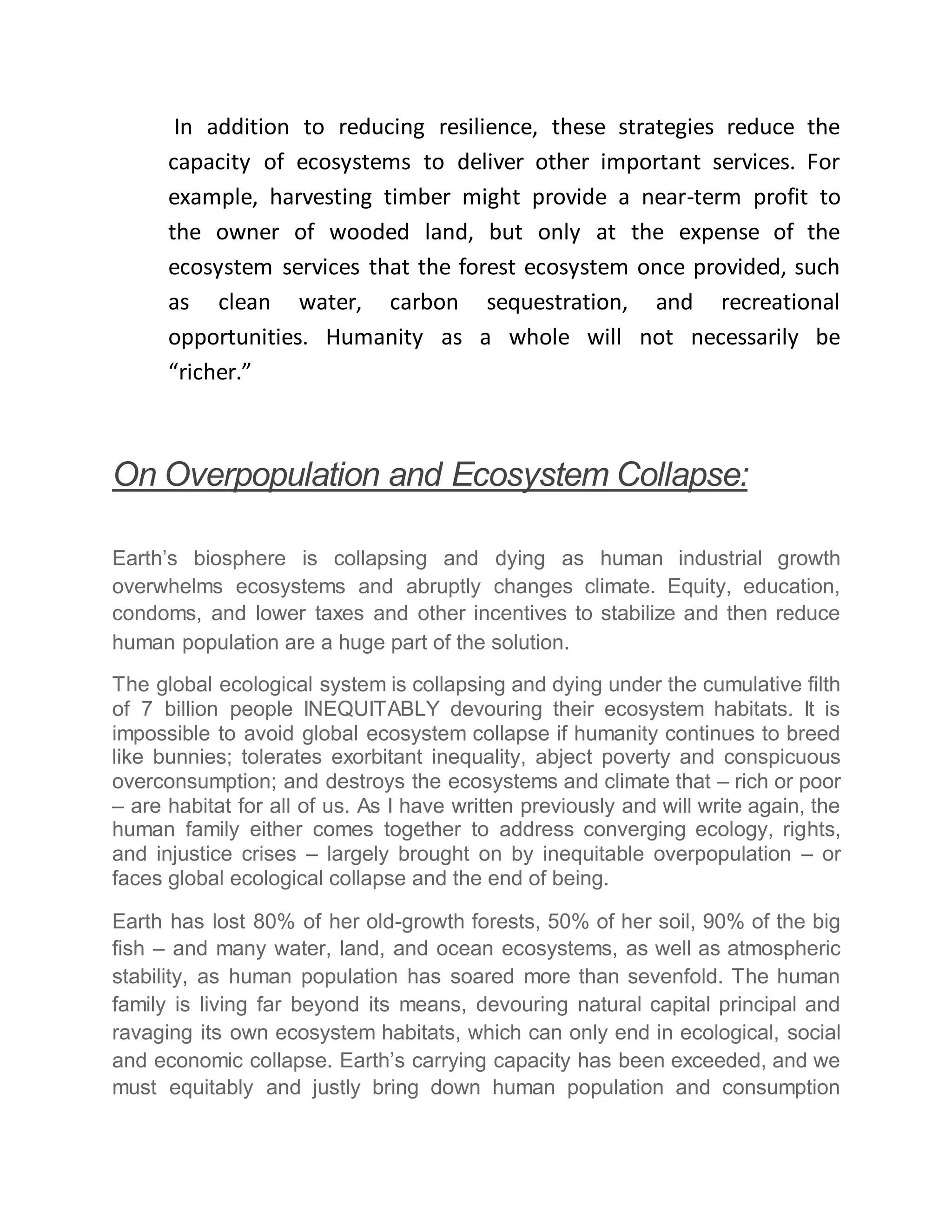 Over population and the effects on our economy & the environment. | DOCX