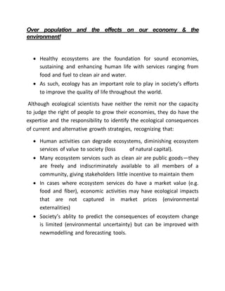 Over population and the effects on our economy & the environment. | DOCX
