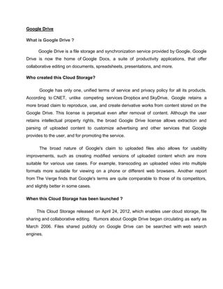 Assignment imd113 cloud storage | DOCX