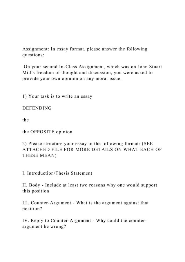 Assignment In essay format, please answer the following quest.docx | Homework and Study | Education