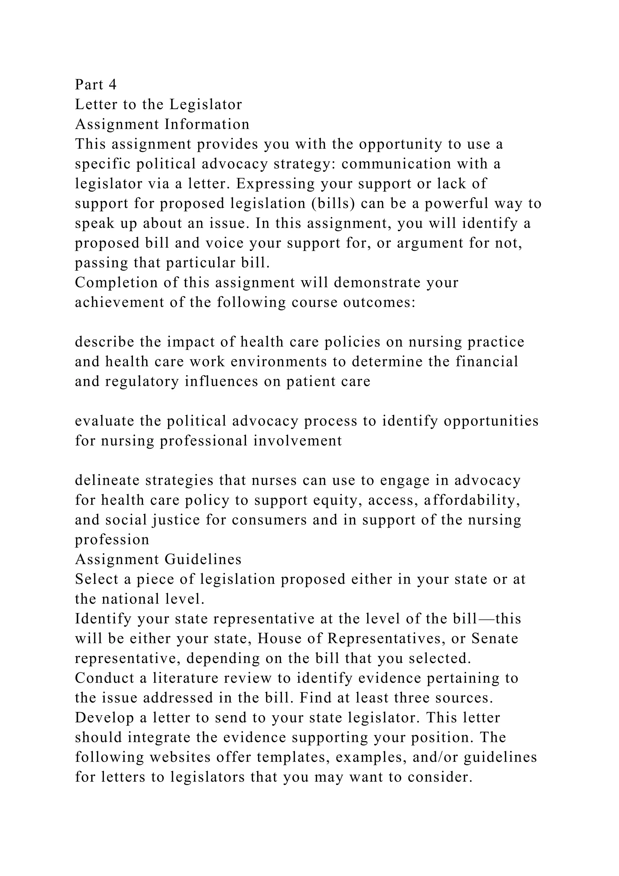 Assignment InformationBefore beginning political advocacy, one m.docx