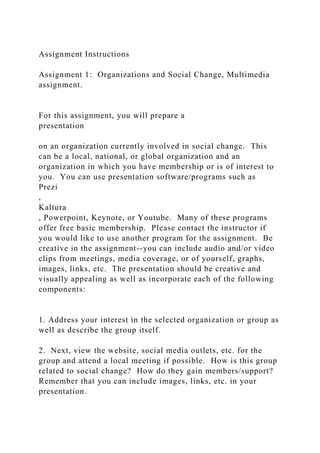 Assignment InstructionsAssignment 1 Organizations and Social C | DOCX | Education