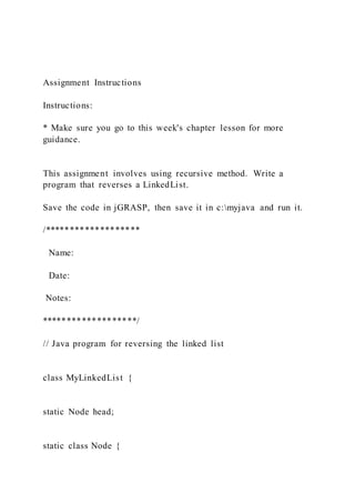 Assignment InstructionsInstructions Make sure you go t | DOCX