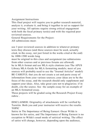 Assignment InstructionsThis final project will require you to ga.docx