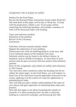 Assignment is the to prepare an outline Outline for the Final Pa.docx