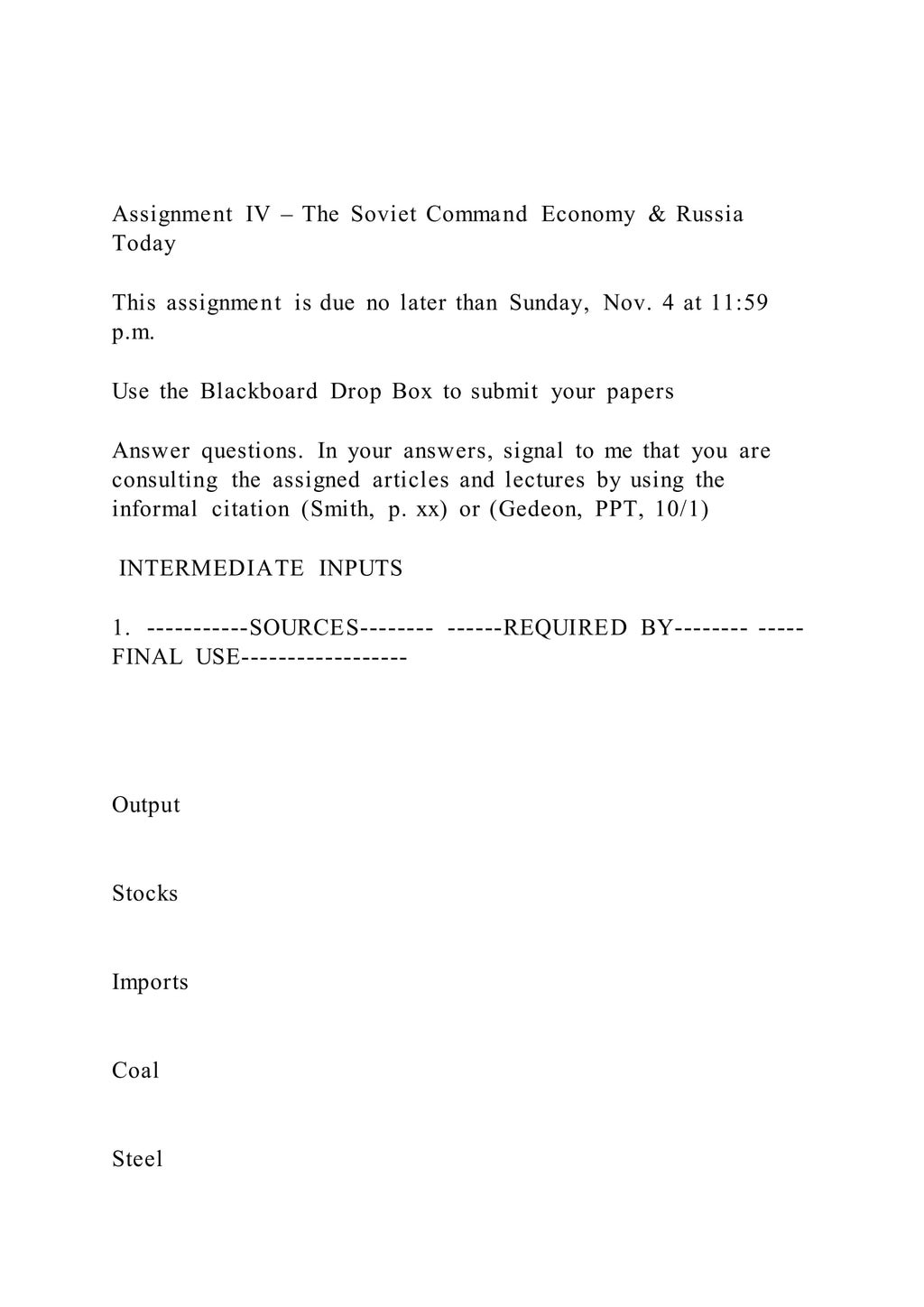 Assignment IV – The Soviet Command Economy & Russia TodayThi | PDF