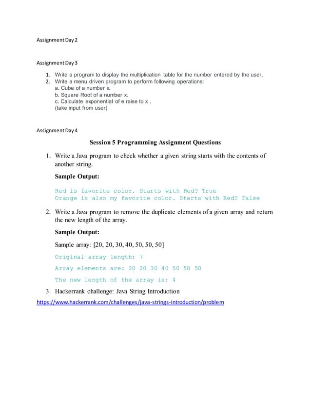 Assignment java workshop | PDF