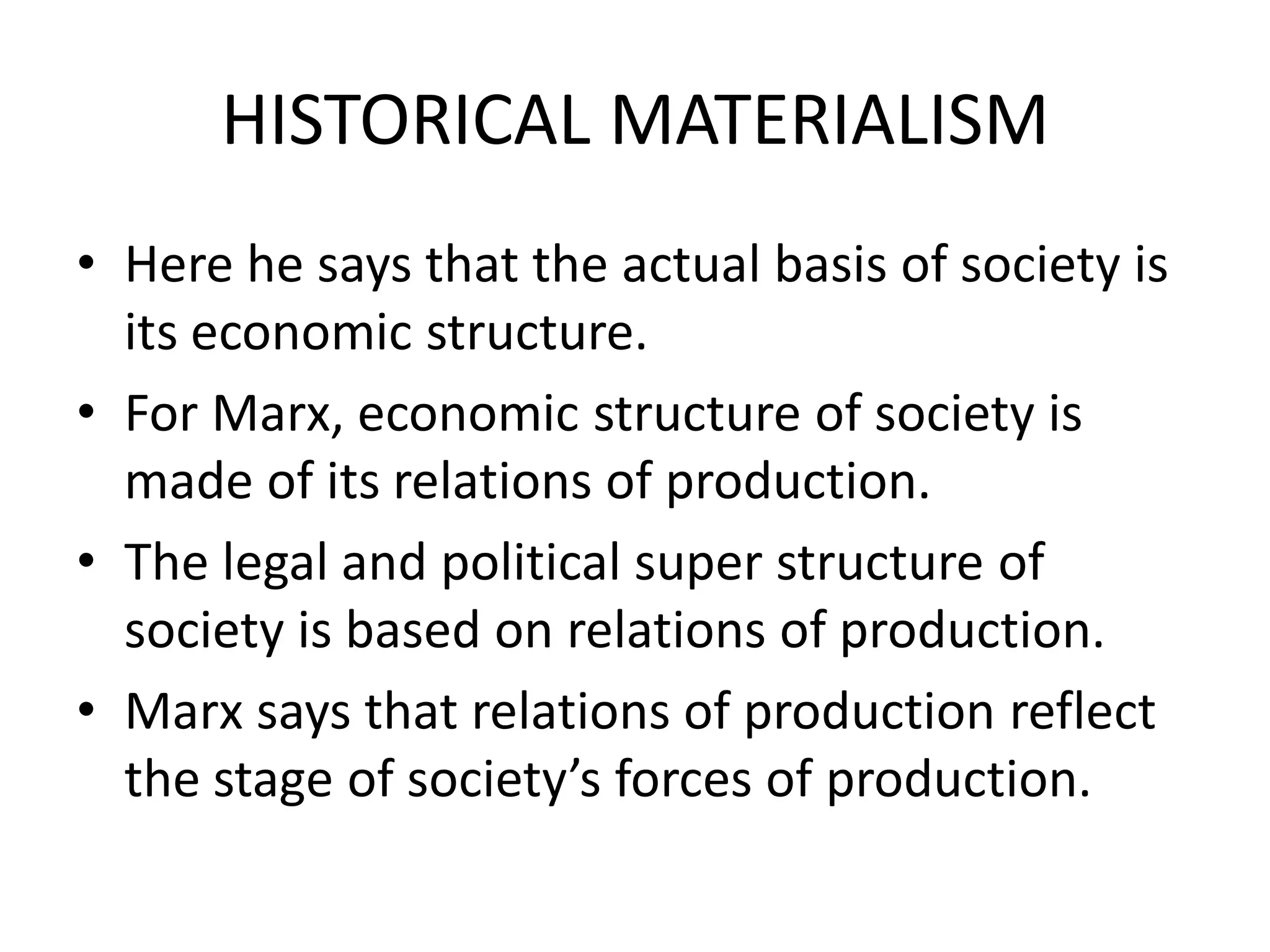 karl marx historial materialism, alienation, mode of production, class ...