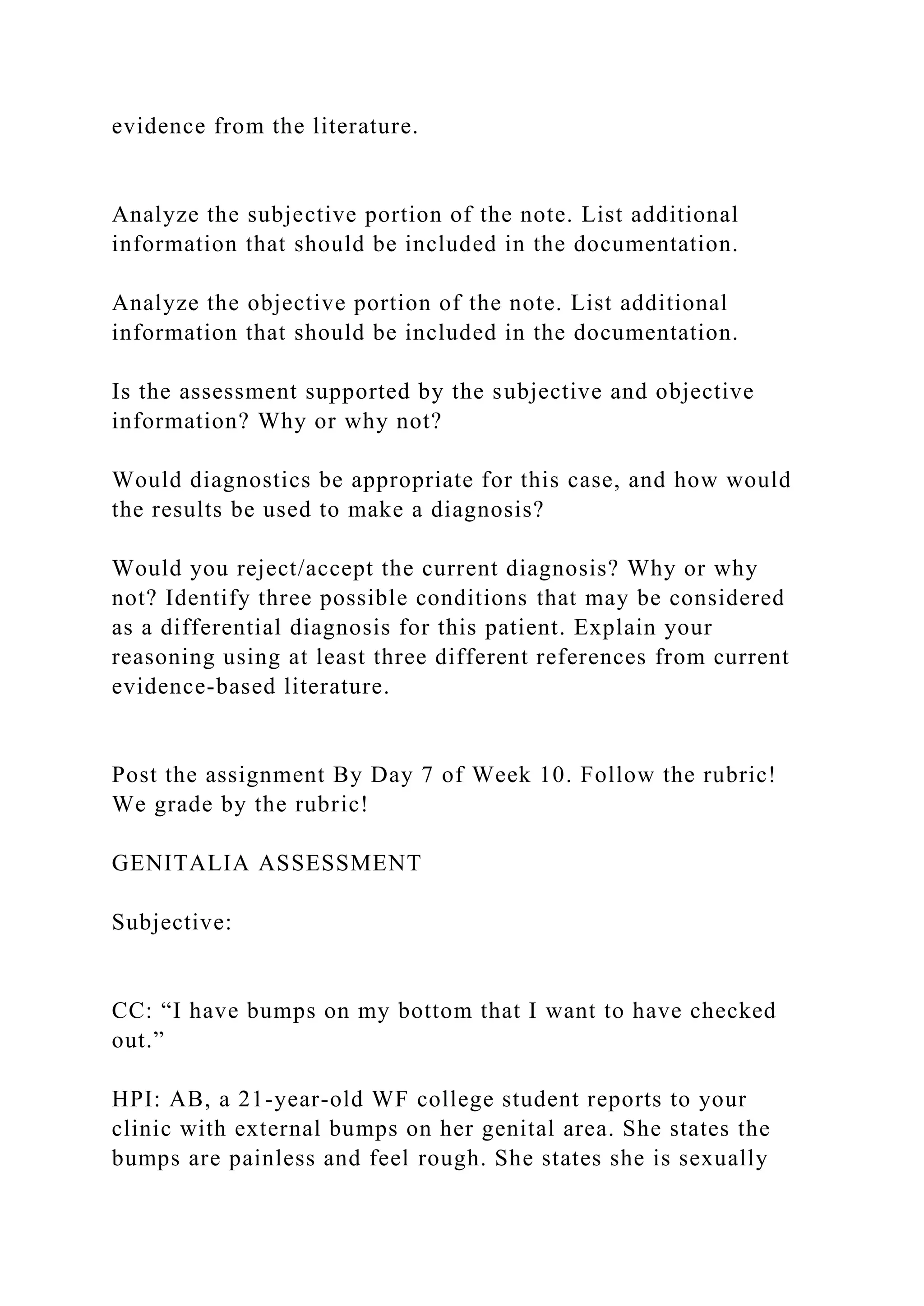 Assignment Lab Assignment Assessing the Genitalia and Rectum.docx