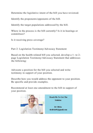 Assignment Legislation Comparison Grid and TestimonyAdvocacy State.docx ...