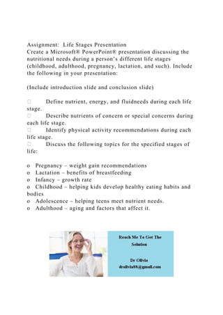 Assignment Life Stages PresentationCreate a Microsoft® PowerPo.docx