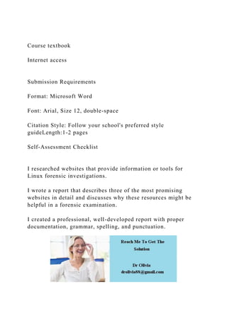 Assignment Linux ForensicsResearch information about Linux .docx | Educational Assessment ...