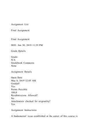 Assignment ListFinal AssignmentFinal AssignmentD | PDF