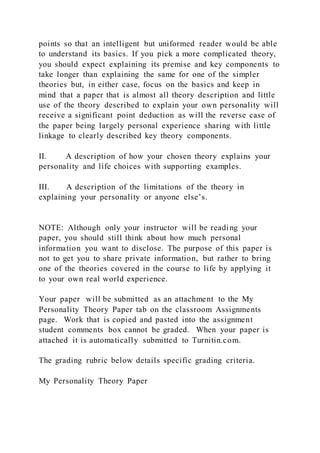 Assignment ListMy Personality Theory Paper (Week Four) | DOCX