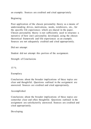 Assignment ListMy Personality Theory Paper (Week Four) | DOCX