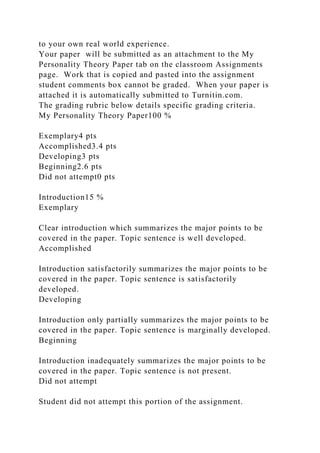 · Assignment List· My Personality Theory Paper (Week Four)My.docx