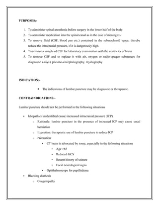 Assignment ON LUMBAR PUNCTURE , procedure | DOCX