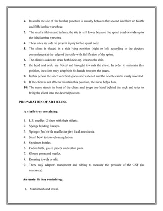 Assignment ON LUMBAR PUNCTURE , procedure | DOCX