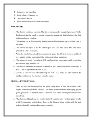 Assignment ON LUMBAR PUNCTURE , procedure | DOCX