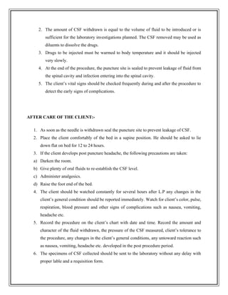 Assignment ON LUMBAR PUNCTURE , procedure | DOCX