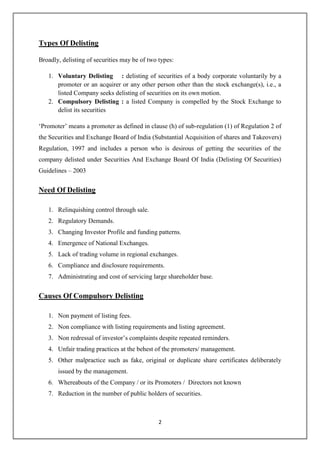 delisting of security jani | PDF