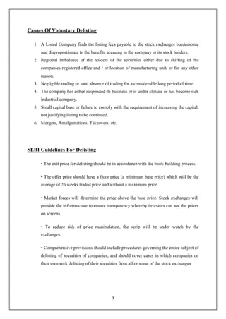 delisting of security jani | PDF