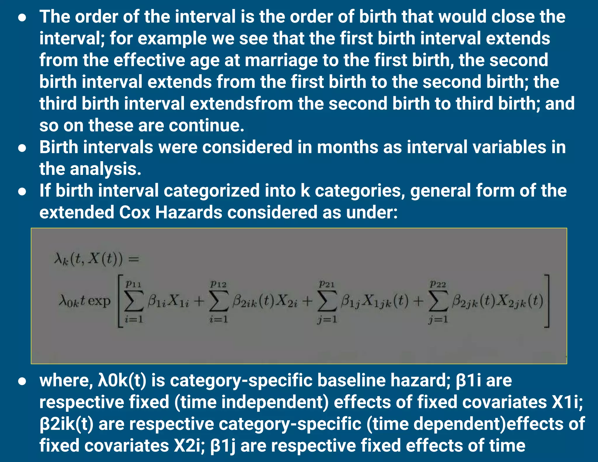 Birth Intervals: Cox Hazard Model | PPTX