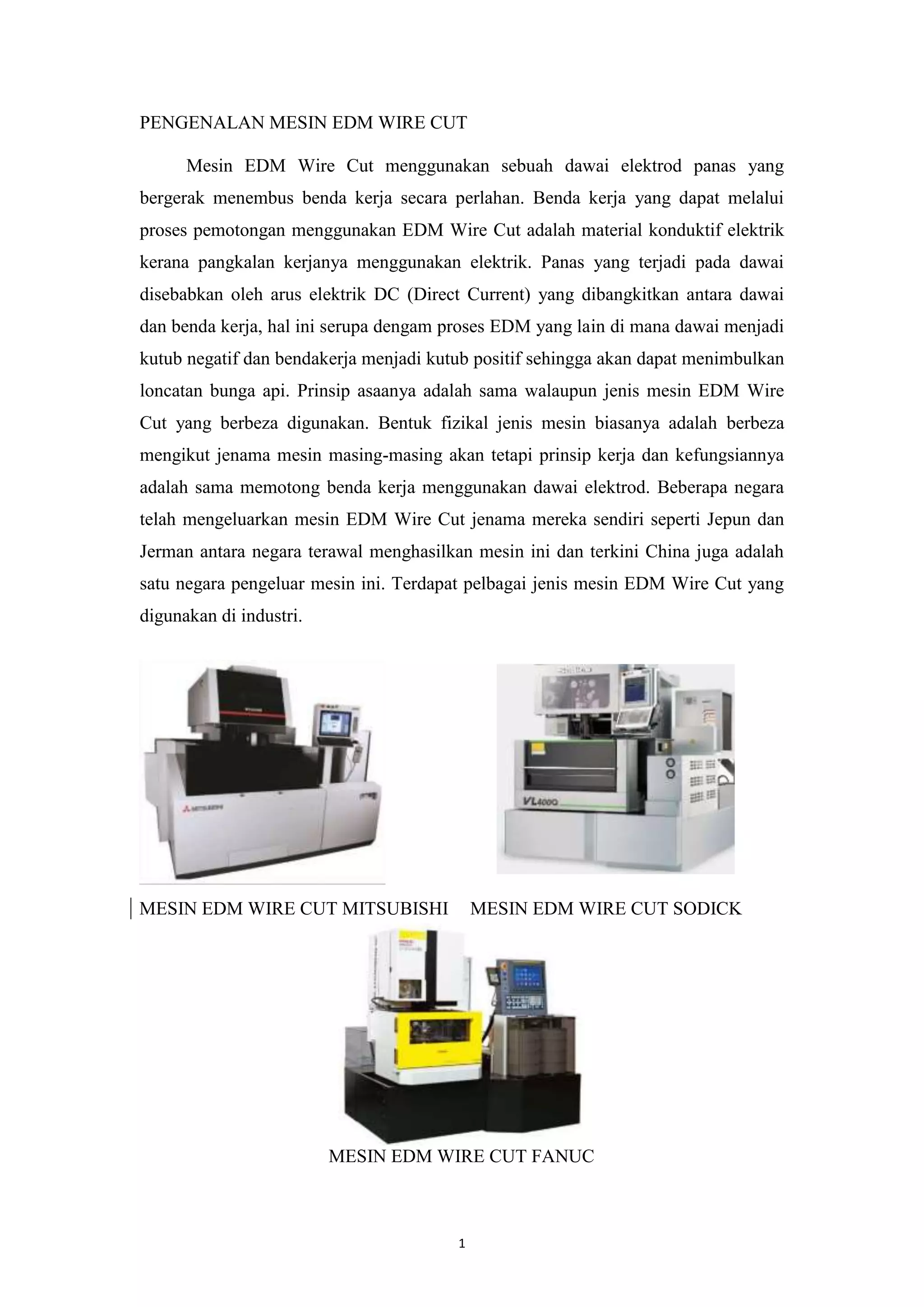 ASSIGNMENT MESIN EDM WIRE CUT ( MPI 4013 ) | DOCX